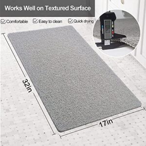 SONGZIMING Shower Mat Non Slip Without Suction Cups, 32x17 Inch, PVC Loofah Bath Mat for Textured Tub Surface, Bathroom, Bathroom, Quick Drying (Grey)