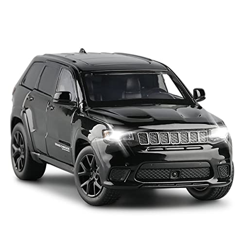 Grand Cherokee Trackhawk Toy Car Diecast Model Car 1/32 Scale SUV Vehicle Metal Zinc Alloy Casting, Light Sound, 4 Doors Open, Boys Toys Kids Birthday Gifts Mens Collection, Black