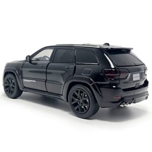 Grand Cherokee Trackhawk Toy Car Diecast Model Car 1/32 Scale SUV Vehicle Metal Zinc Alloy Casting, Light Sound, 4 Doors Open, Boys Toys Kids Birthday Gifts Mens Collection, Black