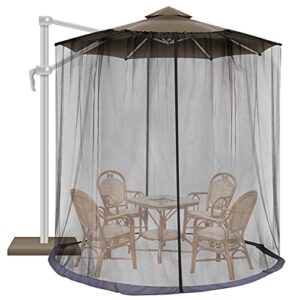 fepito patio umbrella mosquito netting with 2 doors for 7.5ft to 11ft outdoor offset umbrellas table screen accommodate up to 8 people(not include umbrella)