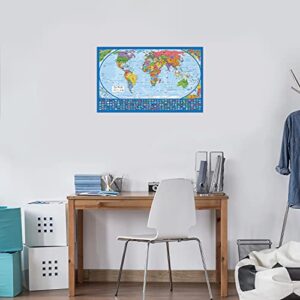 Equal Earth World Map Poster - map design shows continents at true relative size. (LAMINATED, 18” x 29”)