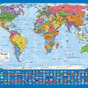 Equal Earth World Map Poster - map design shows continents at true relative size. (LAMINATED, 18” x 29”)