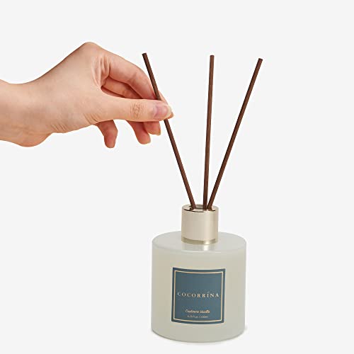 Cocorrína Premium Reed Diffuser Set with Preserved Baby's Breath & Cotton Stick Cashmere Vanilla | 6.7oz Scent Fragrance Oil Diffuser for Bedroom Bathroom Home Décor