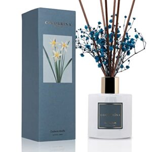 cocorrína premium reed diffuser set with preserved baby's breath & cotton stick cashmere vanilla | 6.7oz scent fragrance oil diffuser for bedroom bathroom home décor