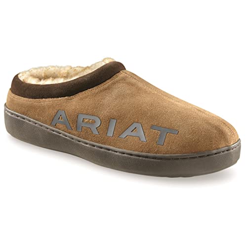 ARIAT Men's Indoor & Outdoor Suede Hooded Clog Slippers, Hashbrown, 10