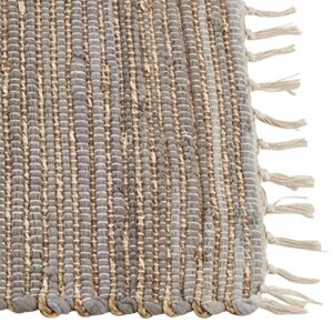 Fennco Styles Chindi Cotton Jute Placemats with Fringe 14 x 20 Inch, Set of 4 - Blue-Grey Table Mats for Home, Dining Room, Banquets, Family Gathering and Special Occasion