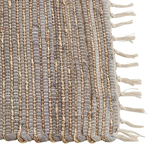 Fennco Styles Chindi Cotton Jute Placemats with Fringe 14 x 20 Inch, Set of 4 - Blue-Grey Table Mats for Home, Dining Room, Banquets, Family Gathering and Special Occasion