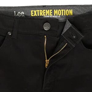 Lee Men's Extreme Motion Straight Fit 5 Pocket Pant, Union-All Black, 36W x 30L