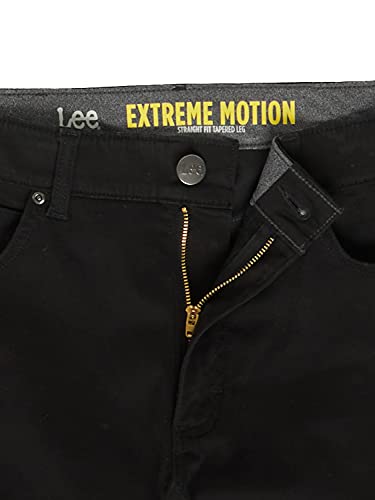 Lee Men's Extreme Motion Straight Fit 5 Pocket Pant, Union-All Black, 36W x 30L