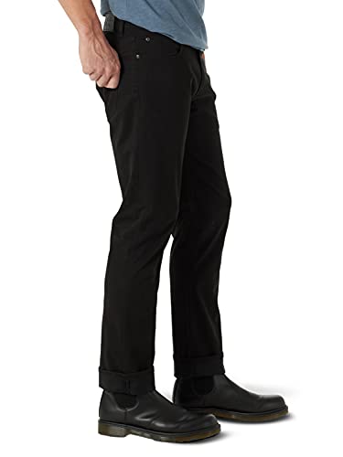 Lee Men's Extreme Motion Straight Fit 5 Pocket Pant, Union-All Black, 36W x 30L