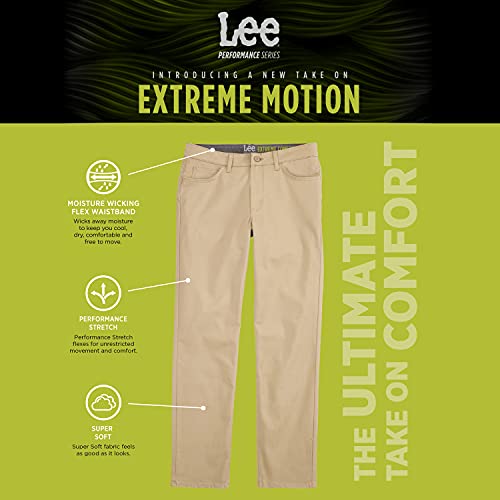 Lee Men's Extreme Motion Straight Fit 5 Pocket Pant, Union-All Black, 36W x 30L