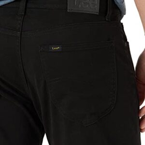 Lee Men's Extreme Motion Straight Fit 5 Pocket Pant, Union-All Black, 36W x 30L