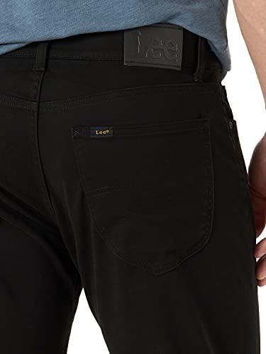 Lee Men's Extreme Motion Straight Fit 5 Pocket Pant, Union-All Black, 36W x 30L