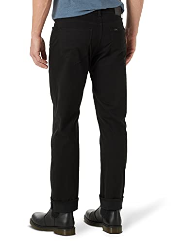 Lee Men's Extreme Motion Straight Fit 5 Pocket Pant, Union-All Black, 36W x 30L