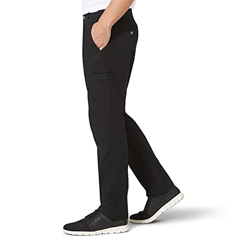 Lee Men's Performance Series Extreme Comfort Canvas Relaxed Fit Cargo Pant, Black, 38W x 30L