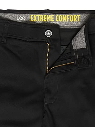 Lee Men's Performance Series Extreme Comfort Canvas Relaxed Fit Cargo Pant, Black, 38W x 30L