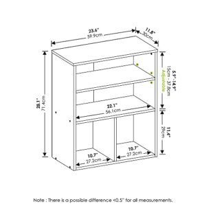 Furinno Pasir 3 Tier Display Bookcase, Black Oak