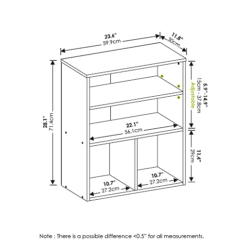 Furinno Pasir 3 Tier Display Bookcase, Black Oak