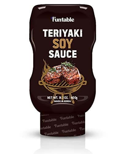 FUNTABLE TERIYAKI SOY SAUCE - Teriyaki Flavored Sweet Soy Sauce for Dipping, Glazing, Marinade, Seasoning for Korean Bulgogi, Meats, Grill (14.1OZ)