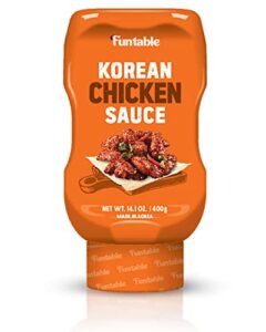 funtable korean chicken sauce - sticky and tangy dipping sauce for authentic korean style fried chicken (14.1 oz, pack of 1)