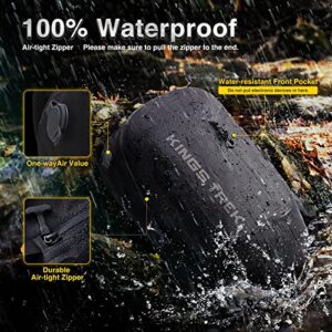 KINGS TREK Dry Bag, TPU Waterproof Backpack with Airtight Zipper, 20L Floating Waterproof Pack with Phone Case (Black, 20L)