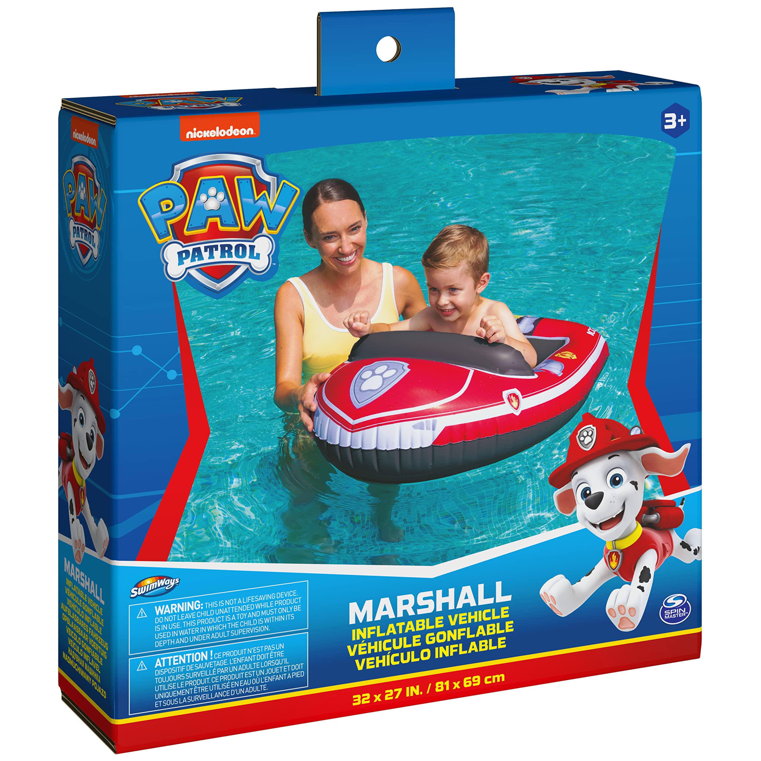 Swimways Nickelodeon Paw Patrol Marshall Inflatable Water Boat Vehicle for Kids Ages 3+