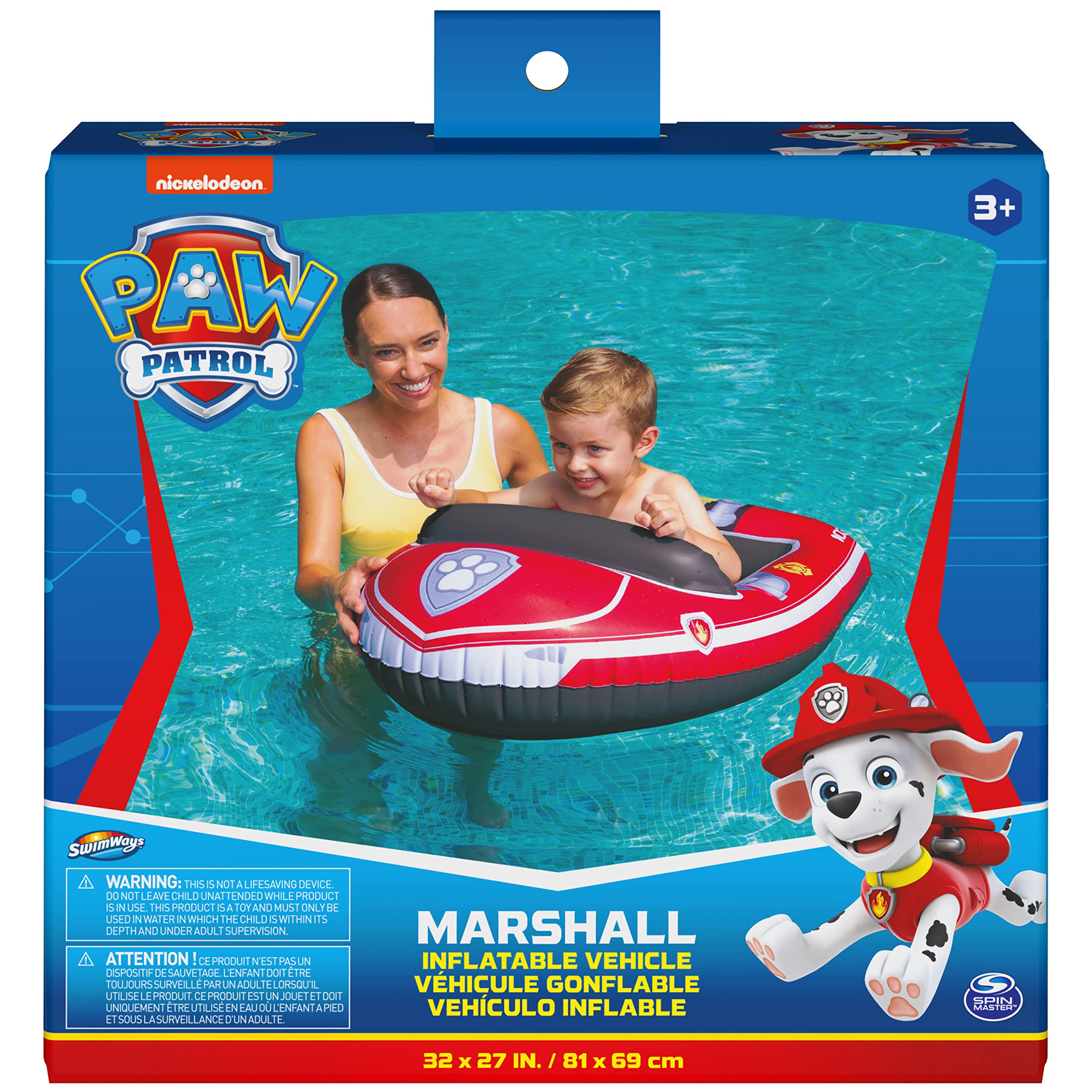 Swimways Nickelodeon Paw Patrol Marshall Inflatable Water Boat Vehicle for Kids Ages 3+