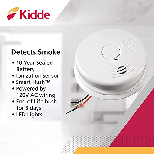 Kidde Hardwired Smoke Detector, 10-Year Battery Backup, Interconnect, Test-Silence Button, 2 Pack