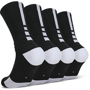 finerview elite basketball socks, 4 pack cushion performance crew athletic socks for adult & youth kids