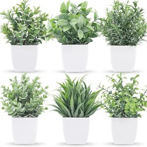 der rose 6 packs small fake plants artificial plants in pots for home bathroom bedroom living room decor indoor