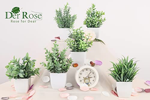 Der Rose 6 Packs Small Fake Plants Artificial Plants in Pots for Home Bathroom Bedroom Living Room Decor Indoor