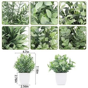 Der Rose 6 Packs Small Fake Plants Artificial Plants in Pots for Home Bathroom Bedroom Living Room Decor Indoor