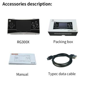 HAIHUANG RG300X Handled Game Console, Portable Game Console with 64G TF Card PreInstalled 5171 Classic Games, Retro Game Console with 3.0 in IPS Screen Perfectly Support PS1,CPS1,CPS2,CPS3,FBA, Black