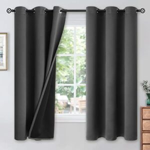 youngstex dark grey 100% blackout curtains 63 inches long for bedroom grommet total blackout window curtains 63 inches length with thermal insulated backing, 2 panels, 42 x 63 inch