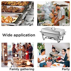 BotaBay Pack of 4 Chafing Dish 8 Quart High-Grade Stainless Steel Pans Chafers and Buffet Warmers Sets with Water Pan, Food Pan, Fuel Holder and Lid Catering Full Size