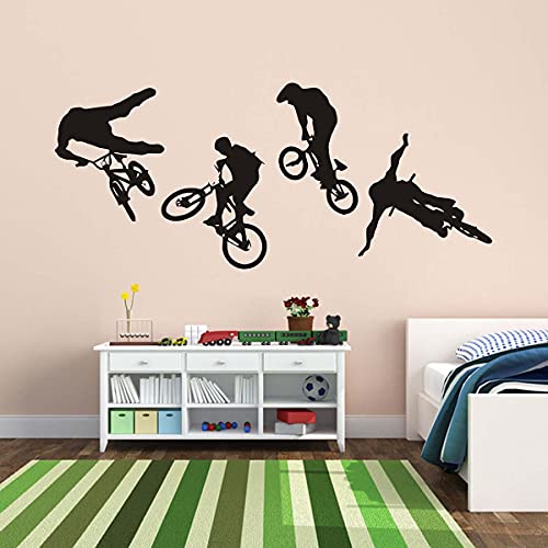 JUEKUI Bicycle Wall Sticker Art Living Room Bedroom BMX Bike Bicycle Wall Decor Sticker Vinyl Art Decal WS97 (Black)