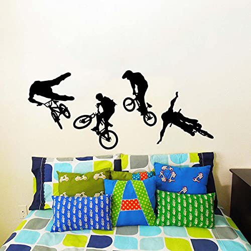 JUEKUI Bicycle Wall Sticker Art Living Room Bedroom BMX Bike Bicycle Wall Decor Sticker Vinyl Art Decal WS97 (Black)