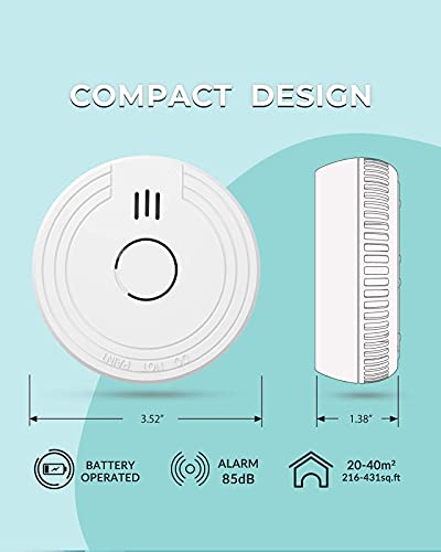 Ecoey Smoke Detector Fire Alarm with Photoelectric Technology, Fire Detector with Test Button and Low Battery Signal, Fire Alarm for Bedroom and Home, FJ136GB, 1 Pack Small