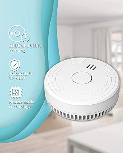 Ecoey Smoke Detector Fire Alarm with Photoelectric Technology, Fire Detector with Test Button and Low Battery Signal, Fire Alarm for Bedroom and Home, FJ136GB, 1 Pack Small