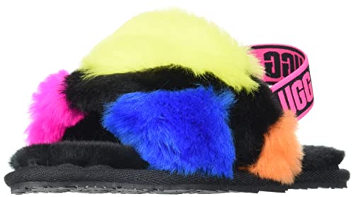 UGG Girls T Fluff Yeah Party Spots Slipper, Black, 10 Toddler