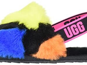 UGG Girls T Fluff Yeah Party Spots Slipper, Black, 10 Toddler