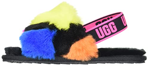 UGG Girls T Fluff Yeah Party Spots Slipper, Black, 10 Toddler