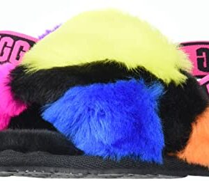 UGG Girls T Fluff Yeah Party Spots Slipper, Black, 10 Toddler