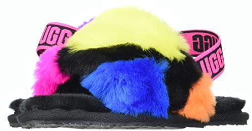 UGG Girls T Fluff Yeah Party Spots Slipper, Black, 10 Toddler