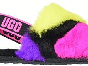 UGG Girls T Fluff Yeah Party Spots Slipper, Black, 10 Toddler