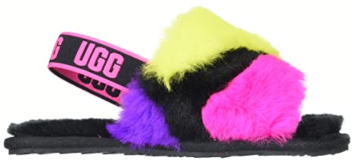 UGG Girls T Fluff Yeah Party Spots Slipper, Black, 10 Toddler