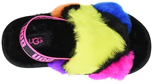 UGG Girls T Fluff Yeah Party Spots Slipper, Black, 10 Toddler