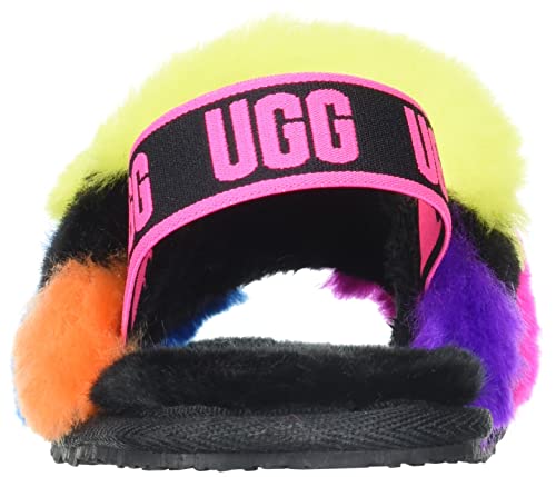 UGG Girls T Fluff Yeah Party Spots Slipper, Black, 10 Toddler