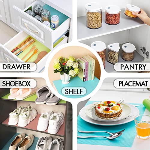 8 Pcs Refrigerator Liners, MayNest Washable Mats Covers Pads, Home Kitchen Gadgets Accessories Organization for Top Freezer Glass Shelf Wire Shelving Cupboard Cabinet Drawers (3 Blue+3 Green+2 Red)