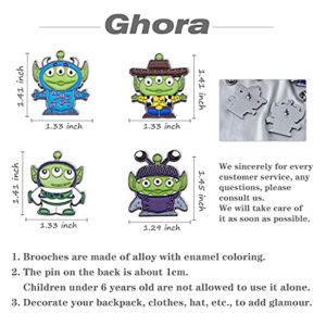 Toy Story Brooch Buzz Lightyear Woody Enamel Lapel Pin Alien Themed Brooch for Children Women Clothing Backpack Hats Bags(alien)